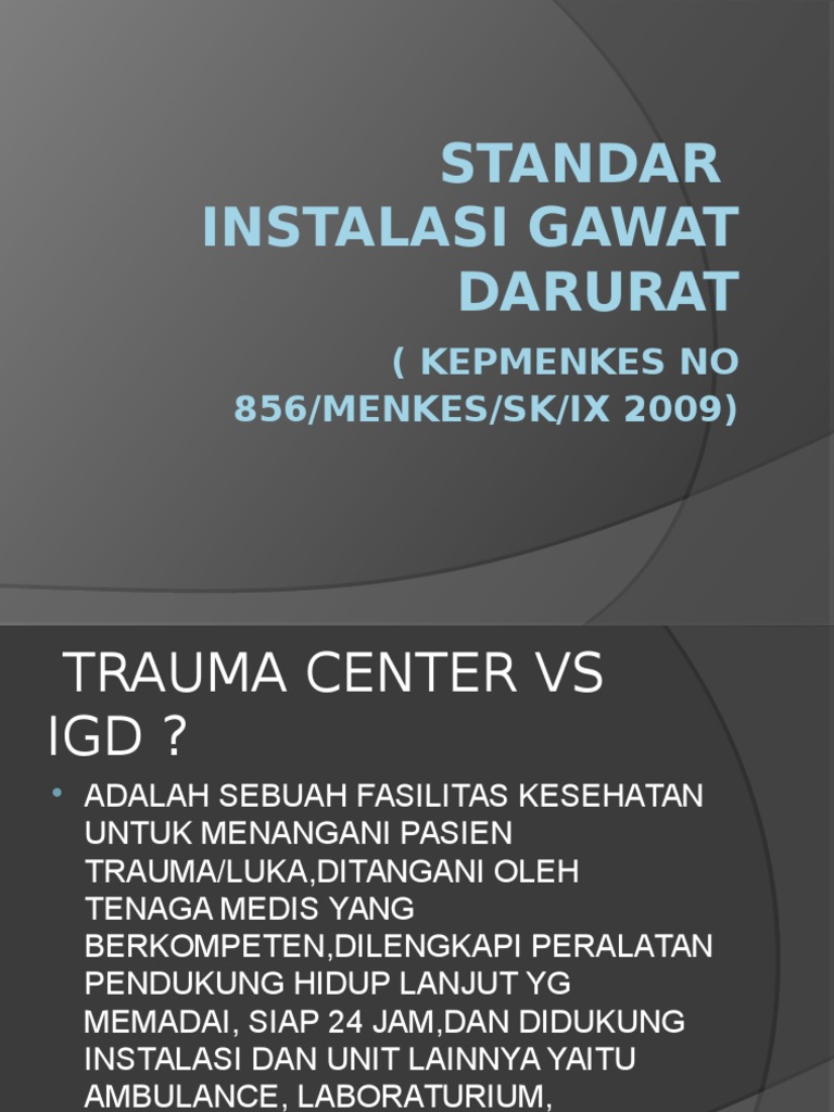 Standar Igd Permenkes | PDF