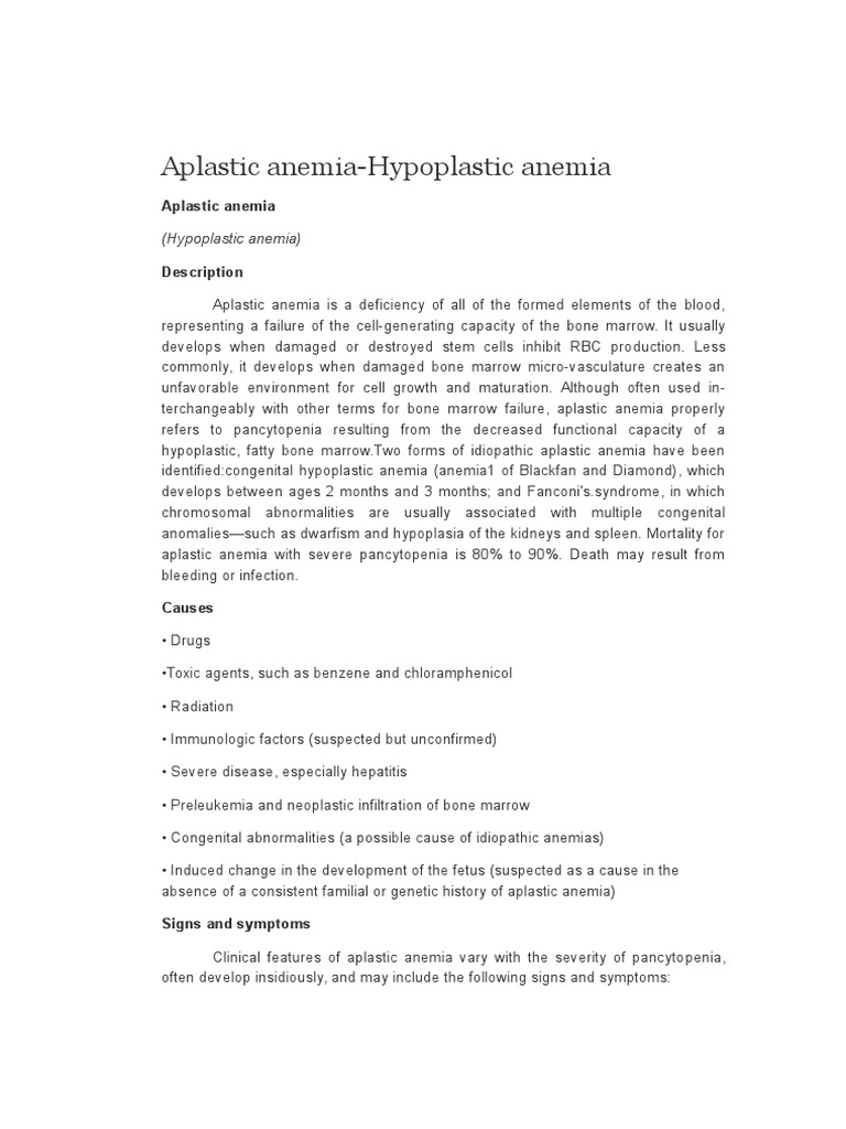 Understanding Aplastic Anemia | PDF