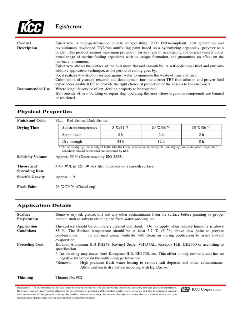 KCC DataSheet EgisArrow(Eng) | Paint | Water