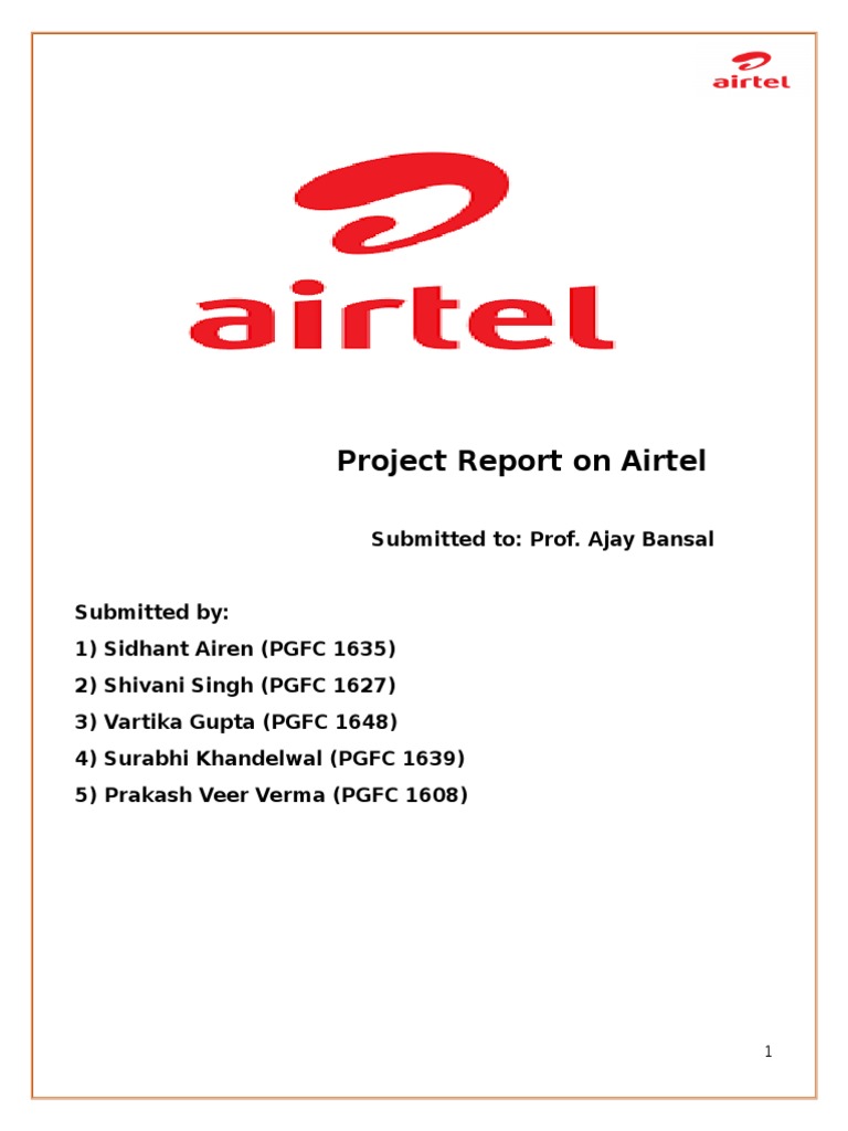 Project Report On Airtel | PDF | Telecommunications | Business