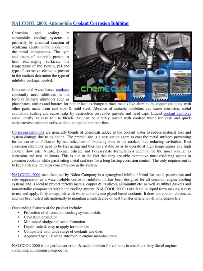 NALCOOL 2000 - Automobile Coolant Corrosion Inhibitor | PDF | Corrosion ...