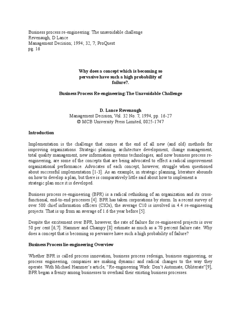Business Process Reengineering | PDF | Business Process ...