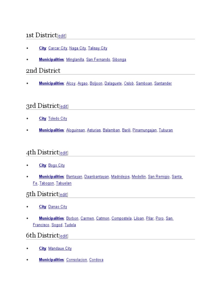 Congressional Districts in Cebu | PDF