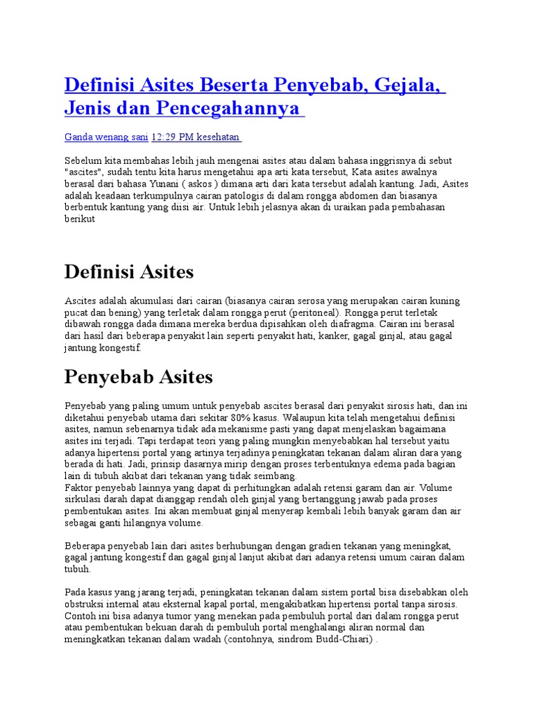 Definisi Asites Beserta Penyebab | PDF