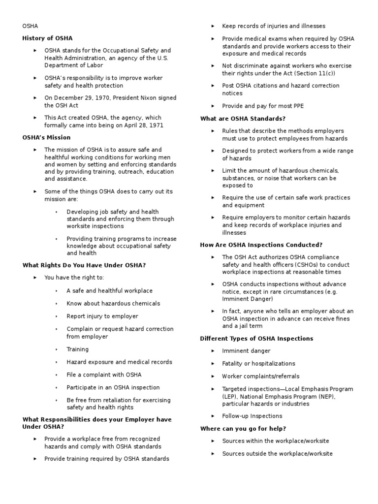 OSHA Handouts | Occupational Safety And Health Administration ...