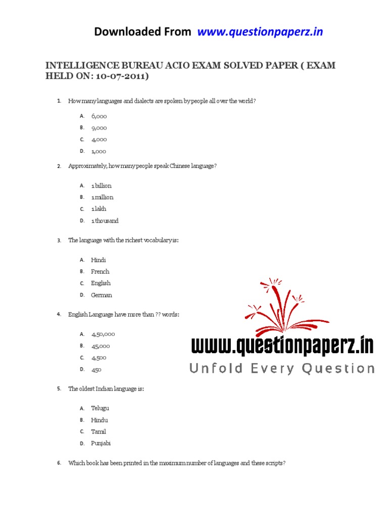 MHA IB ACIO Paper 1 | PDF