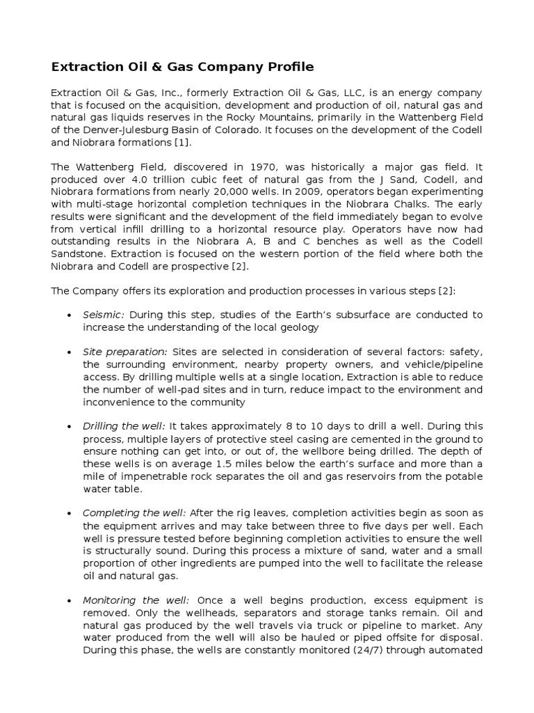 Extraction Oil & Gas Company Profile | PDF | Natural Gas | Extraction ...