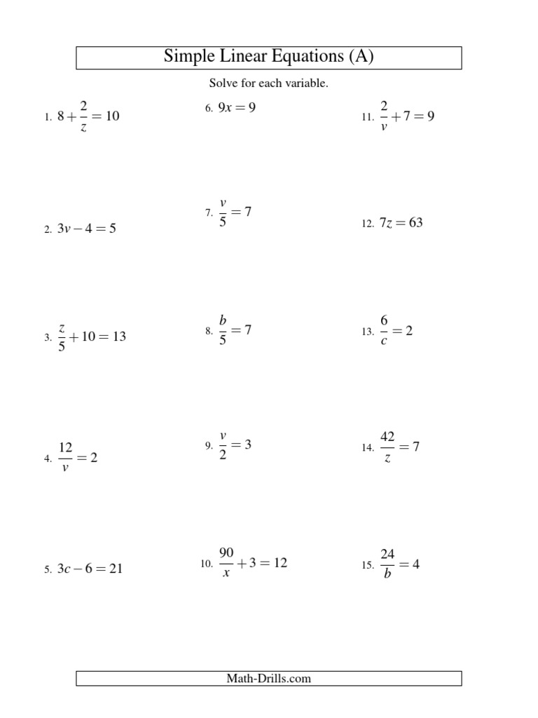Alg Linear Axplusbeqcvar All | PDF | Equations | Elementary Mathematics