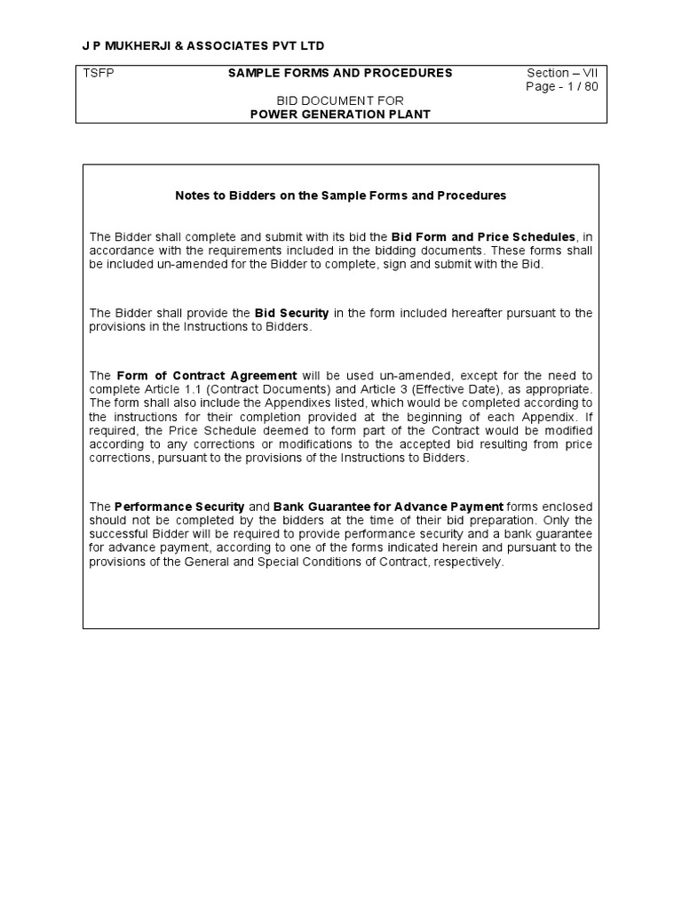 Section VII | PDF | Power Station | Specification (Technical Standard)