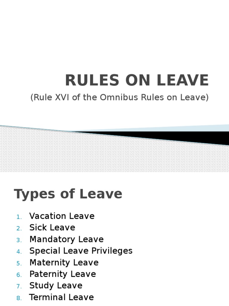 Rule XVI of The Omnibus Rules On Leave | PDF | Parental Leave | Sick Leave
