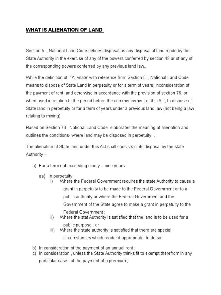 Alienation of Land | PDF | Federal Government Of The United States ...