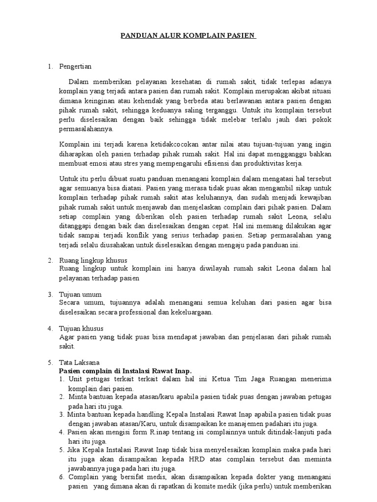 Alur Komplain Pasien | PDF