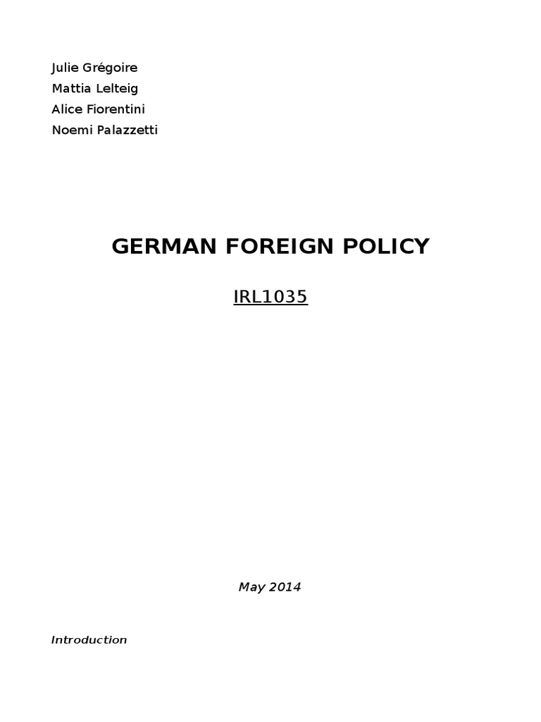 German Foreign Policy | PDF | Germany | World Politics