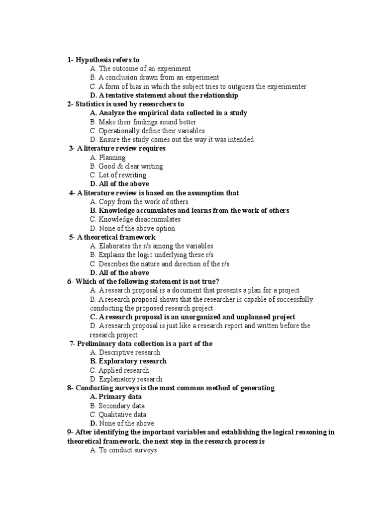 MCQ RM | PDF | Survey Methodology | Sampling (Statistics)