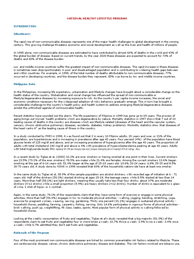 National Healthy Lifestyle Program | PDF | Healthy Diet | Non ...