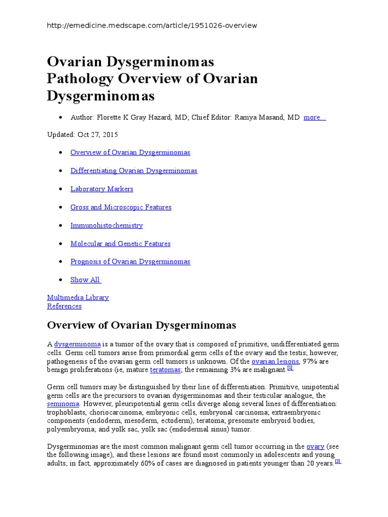 Ovarian Dysgerminomas Pathology Overview of Ovarian Dysgerminomas | PDF | Ovarian Cancer ...