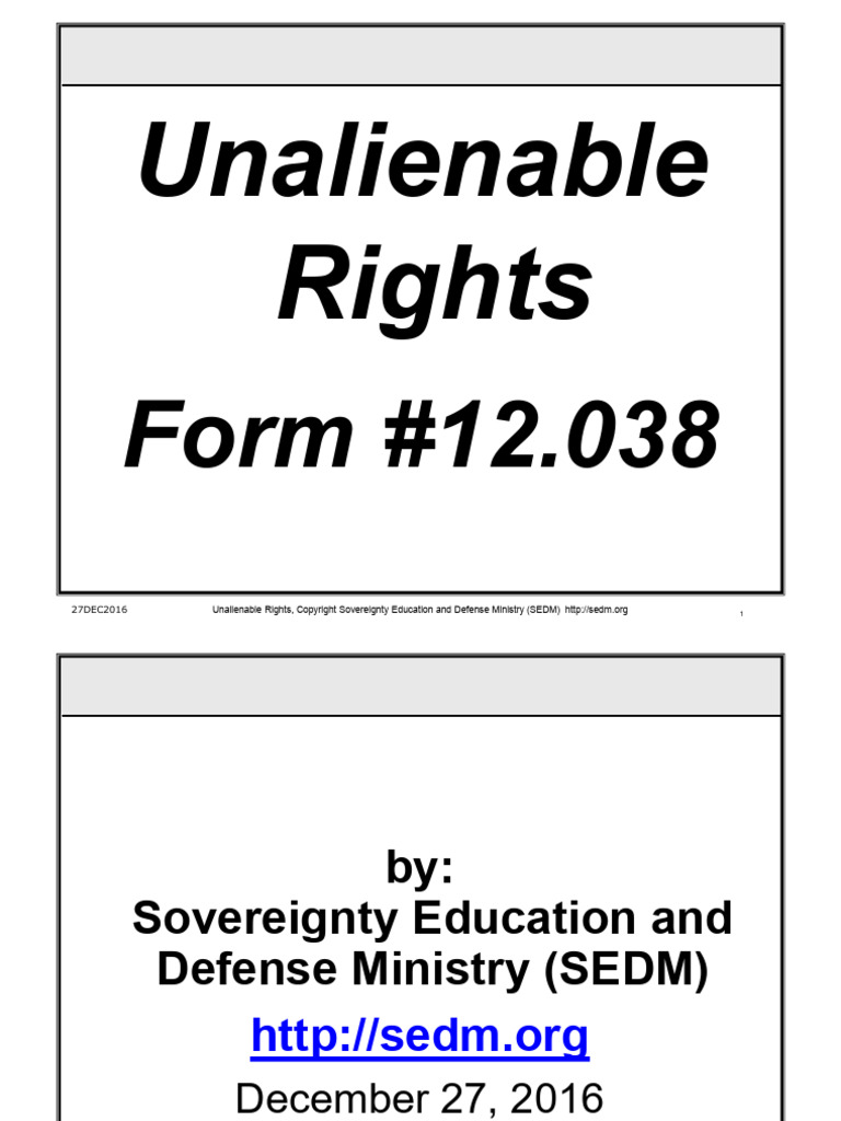 Unalienable Rights Course, Form #12.038 | PDF | Copyright | U.S. State