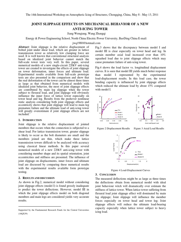 Joint Slippage Effects On Mechanical Behavior of A New Anti-Icing Tower ...