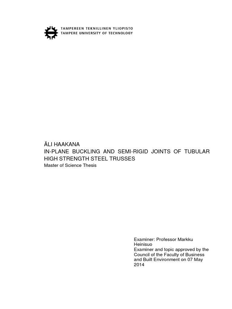 2014 In-Plane Buckling and Semi-Rigid Joints of Tubular High Strength ...