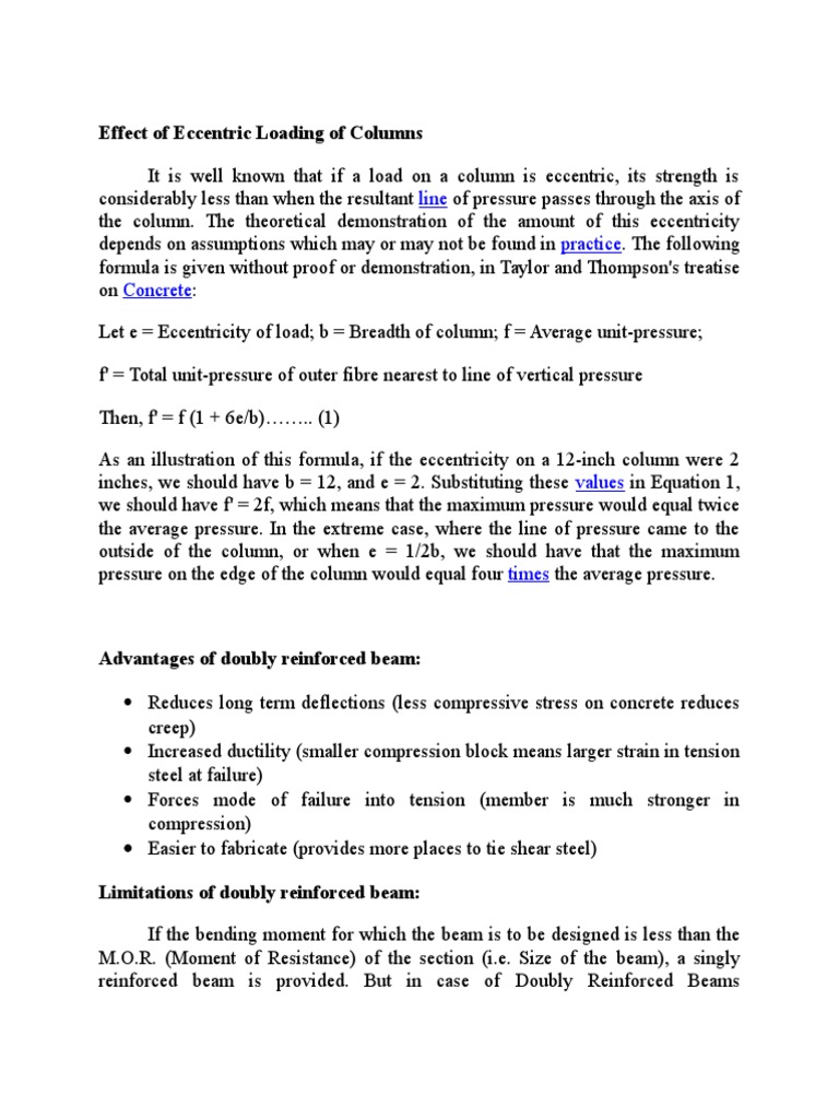 Line Practice Concrete: Effect of Eccentric Loading of Columns | PDF ...