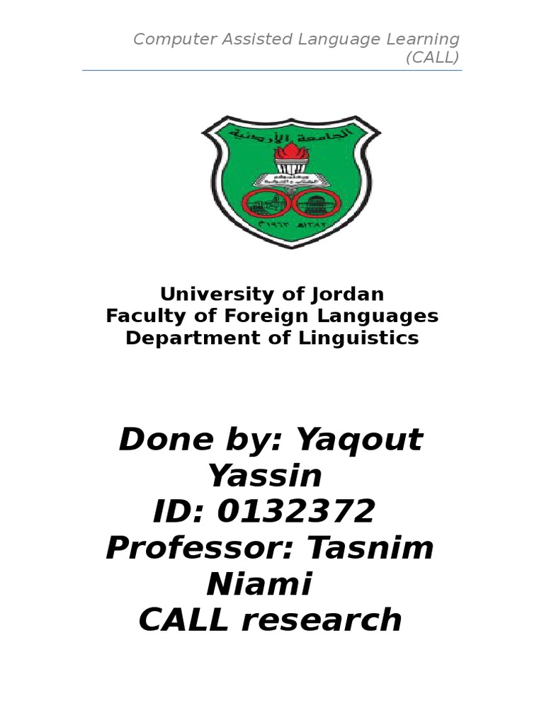 Computer Assisted Language Learning | PDF | Classroom | Teachers