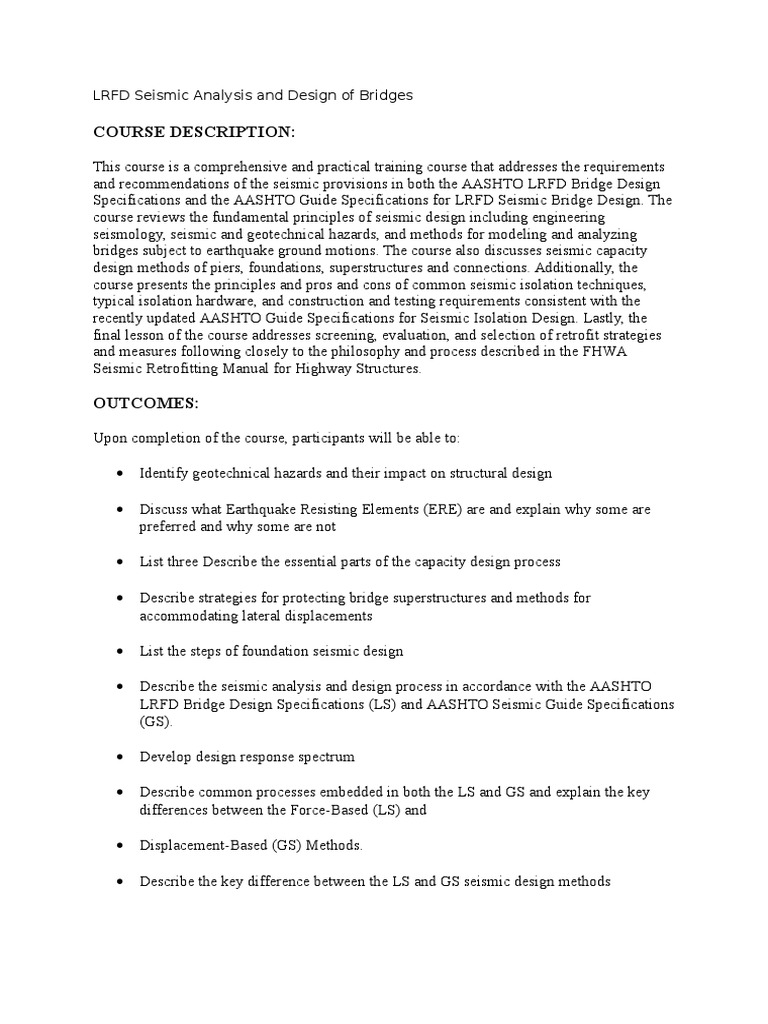 LRFD Seismic Analysis and Design of Bridges | PDF | Seismology ...