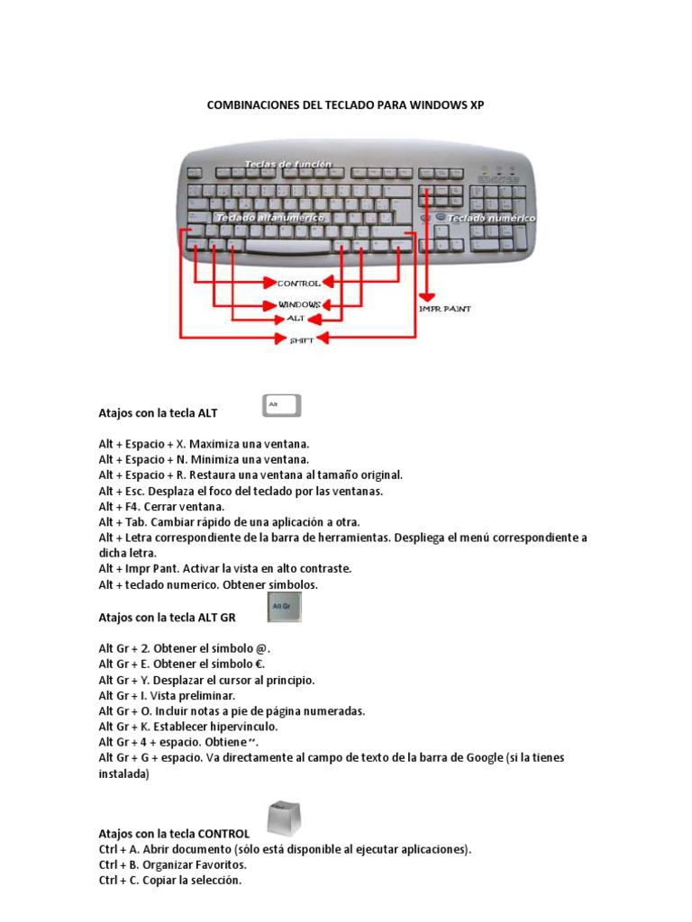 Combinaciones Con El Teclado | PDF | Ventana (informática) | Microsoft ...