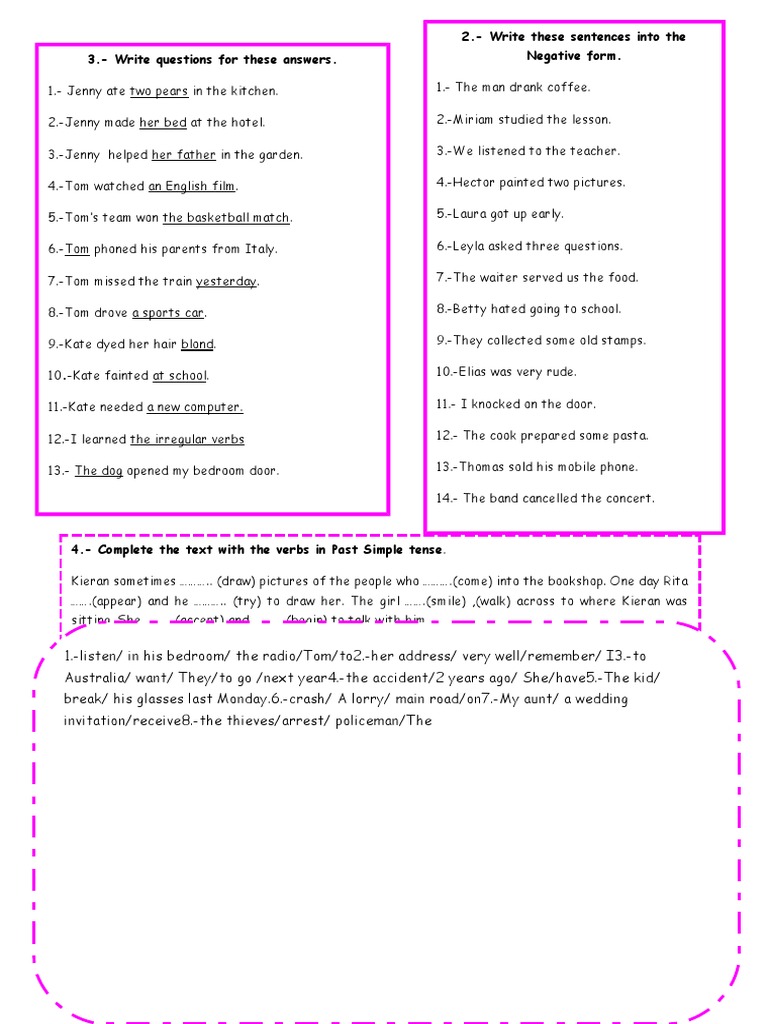 3.-Write Questions For These Answers. 2. - Write These Sentences Into ...