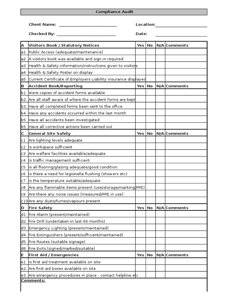 Compliance Audit Template | PDF | Iso 9000 | Occupational Safety And Health