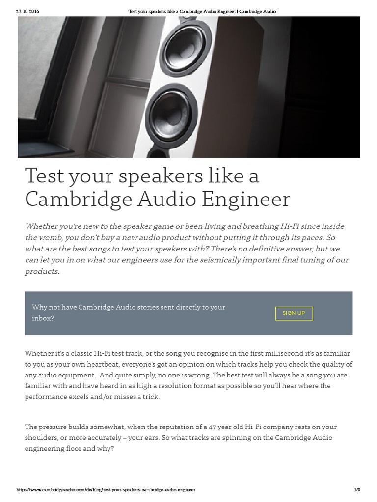 Speaker Testing Tips from Cambridge Audio | PDF | Music Industry ...