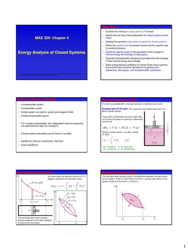 Energy Analysis of Closed Systems: MAE 320-Chapter 4 | PDF | Heat ...