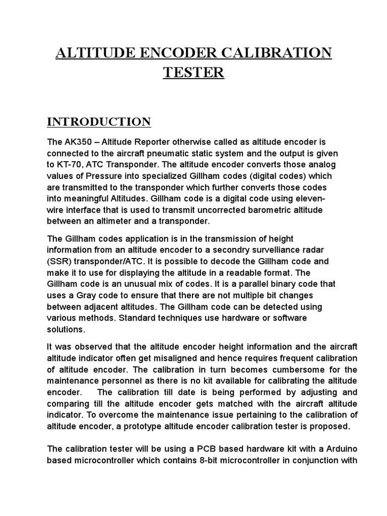 Altitude Encoder Calibration Tester | PDF | Arduino | Transponder ...