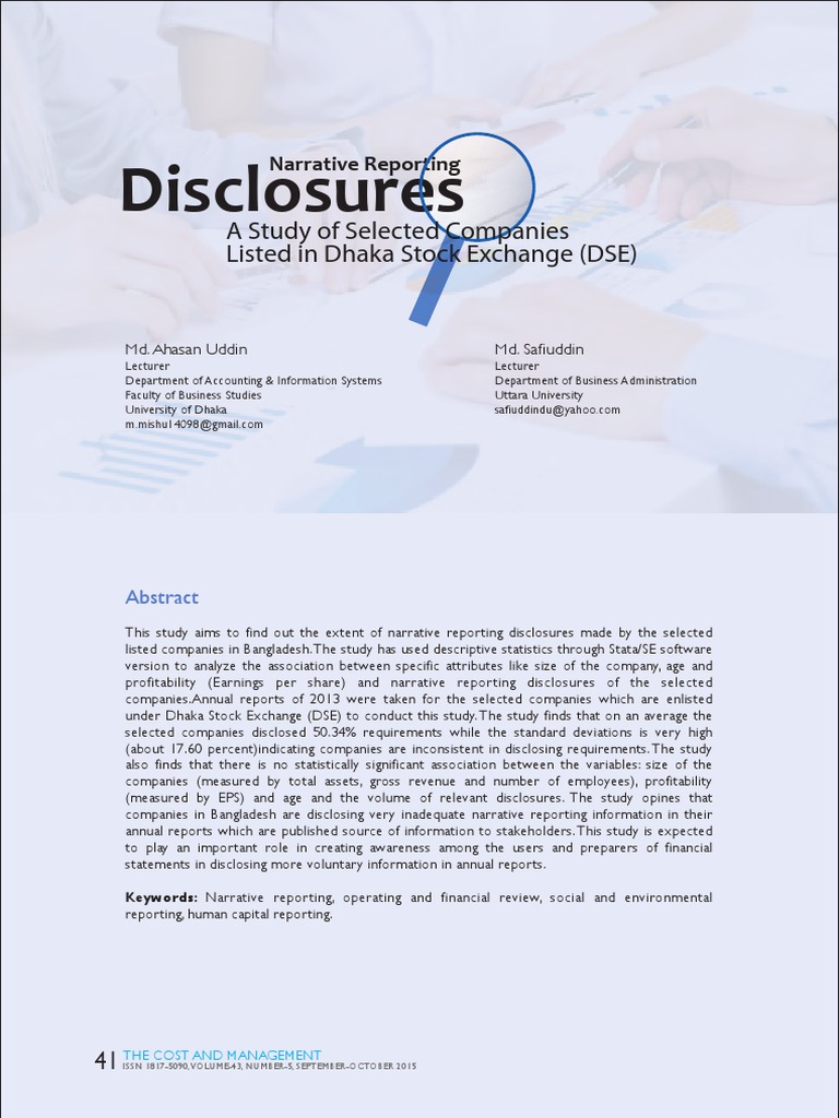 Narrative Reporting Disclosures | PDF | Financial Statement ...