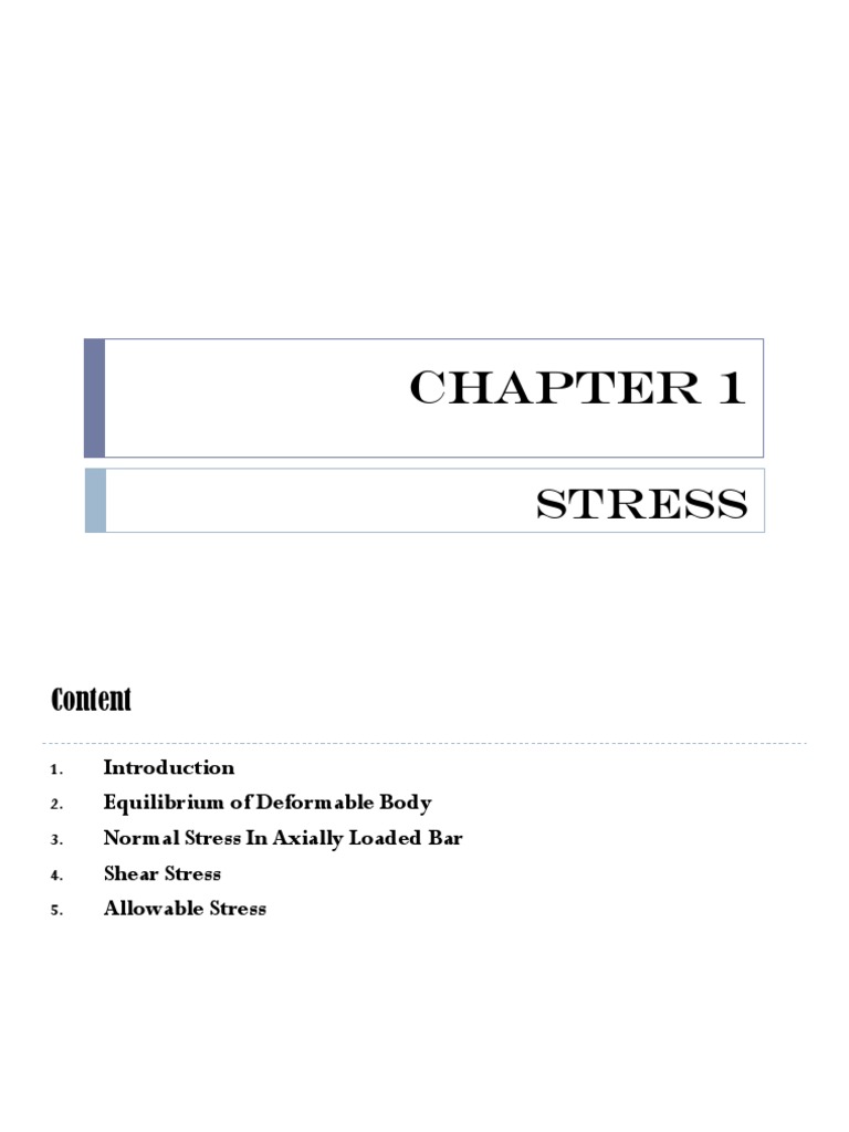 Chapter 1 Stress | PDF | Stress (Mechanics) | Strength Of Materials