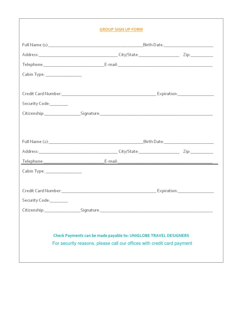 Tiffany's40thGroup Sign Up Form - 1 | PDF