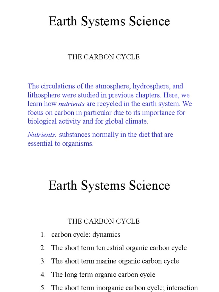 Earth Systems Science: The Carbon Cycle | PDF | Carbonate | Carbon Dioxide