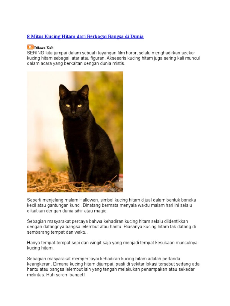 8 Mitos Kucing Hitam Dari Berbagai Bangsa Di Dunia | PDF