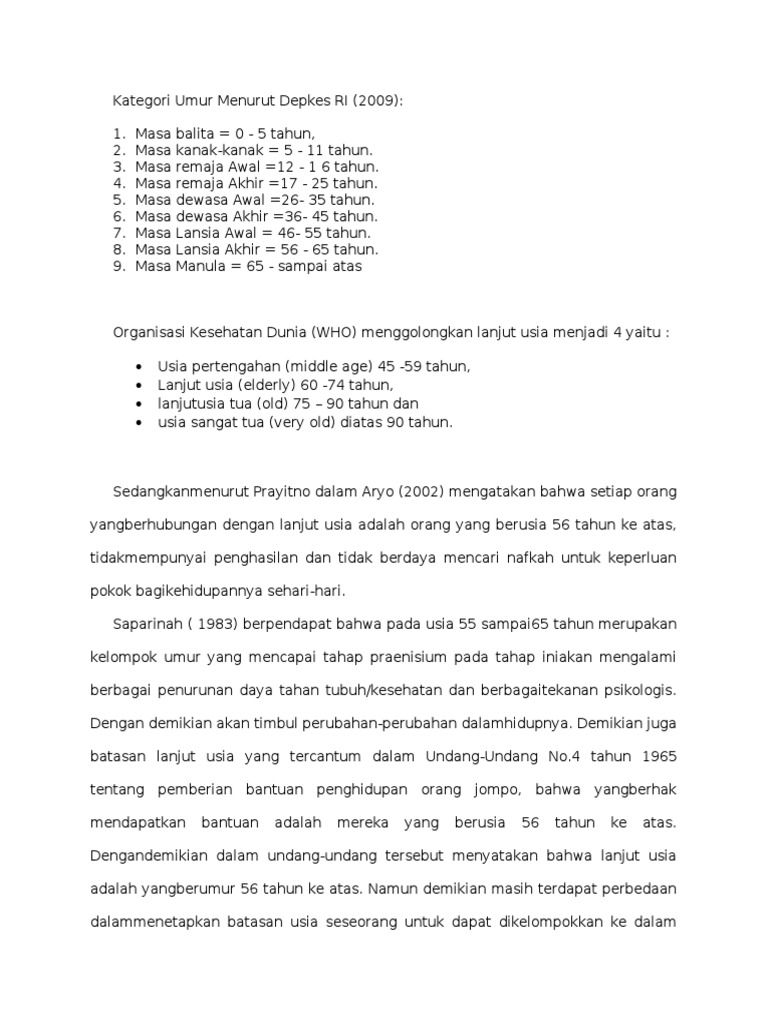 Kategori Umur Menurut Depkes RI | PDF