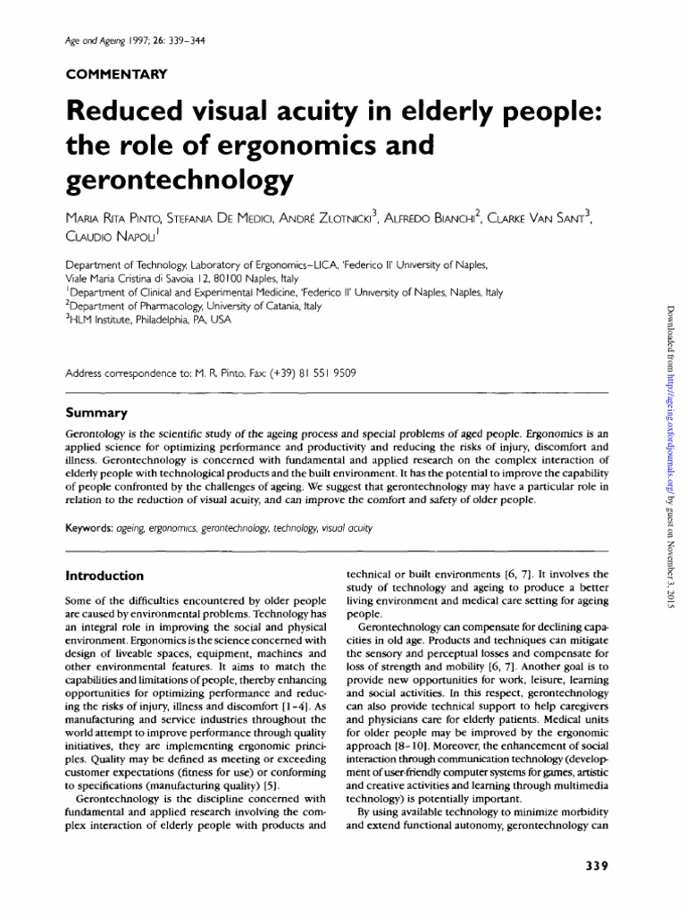 Visual Ergonomics in Elderly | PDF | Lighting | Visual Acuity