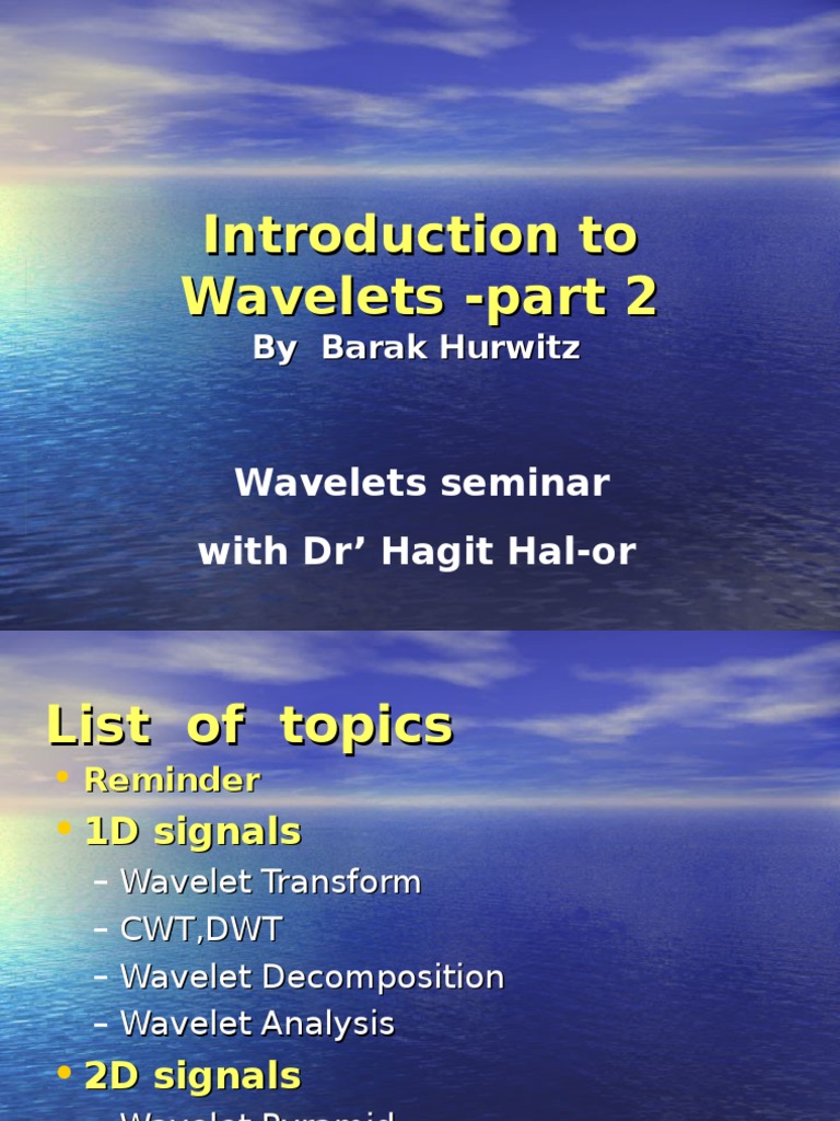 Introduction To Wavelets Part 2 Pdf Wavelet Signal Processing