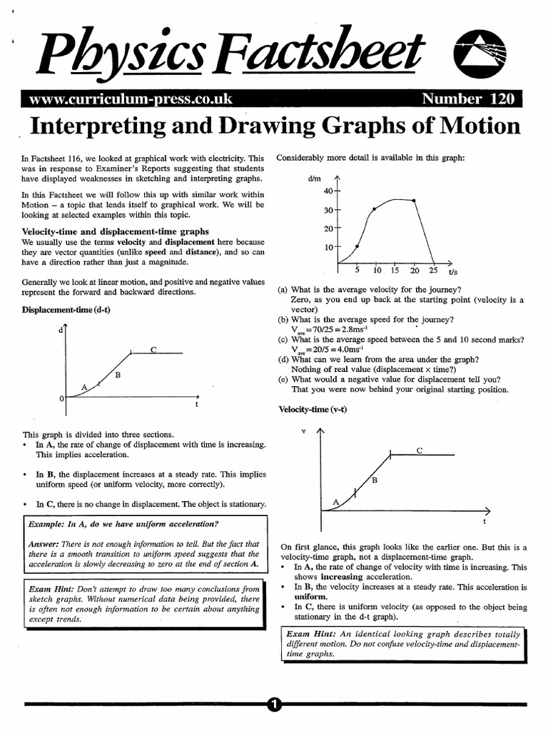Interpreting and Drawing Graphs of Motion | PDF