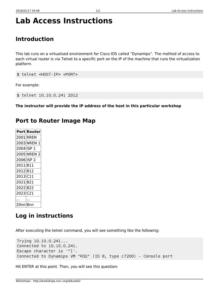 Lab Access Instructions | PDF