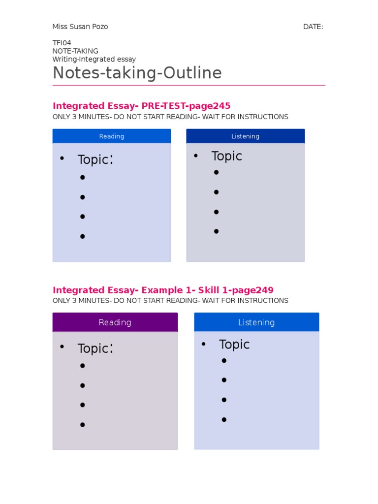 Note-taking and Integrated Essays | PDF