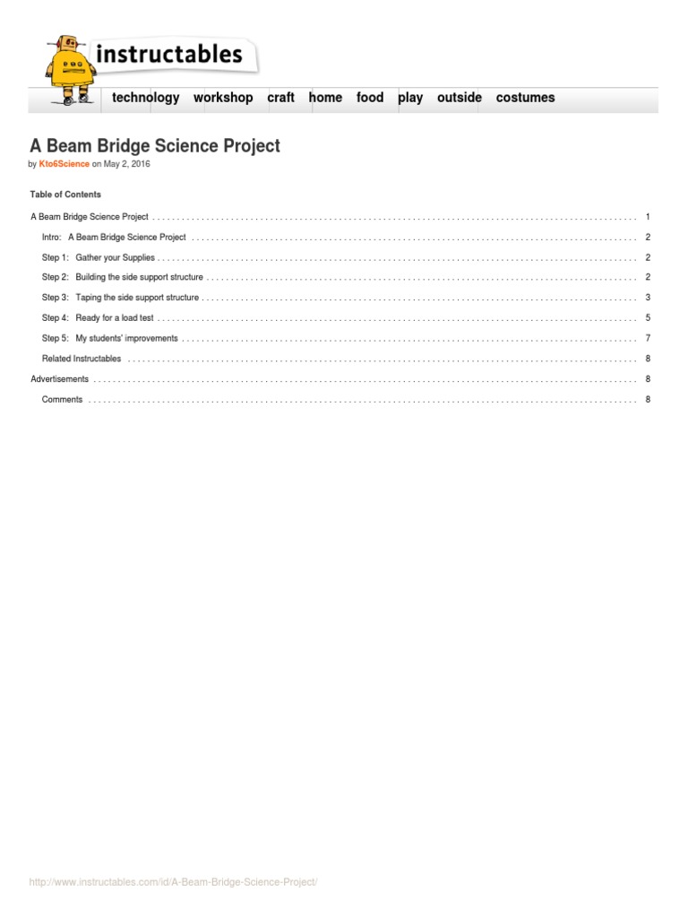 Beam Bridge School Project Guide | PDF | Beam (Structure) | Bridge