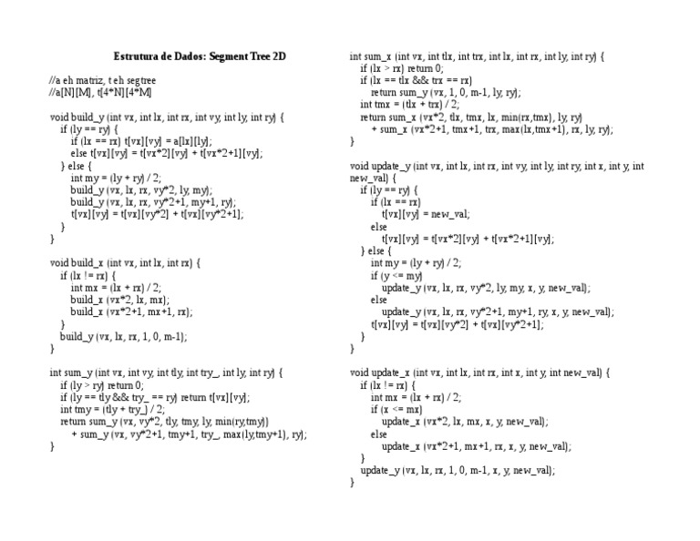 Estrutura de Dados: Segment Tree 2D | PDF