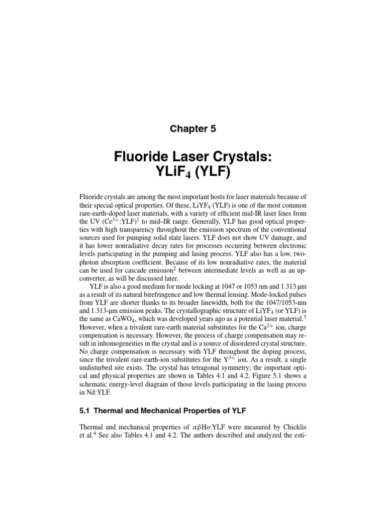 Fluoride Laser Crystals: Ylif (YLF) : 5.1 Thermal and Mechanical ...