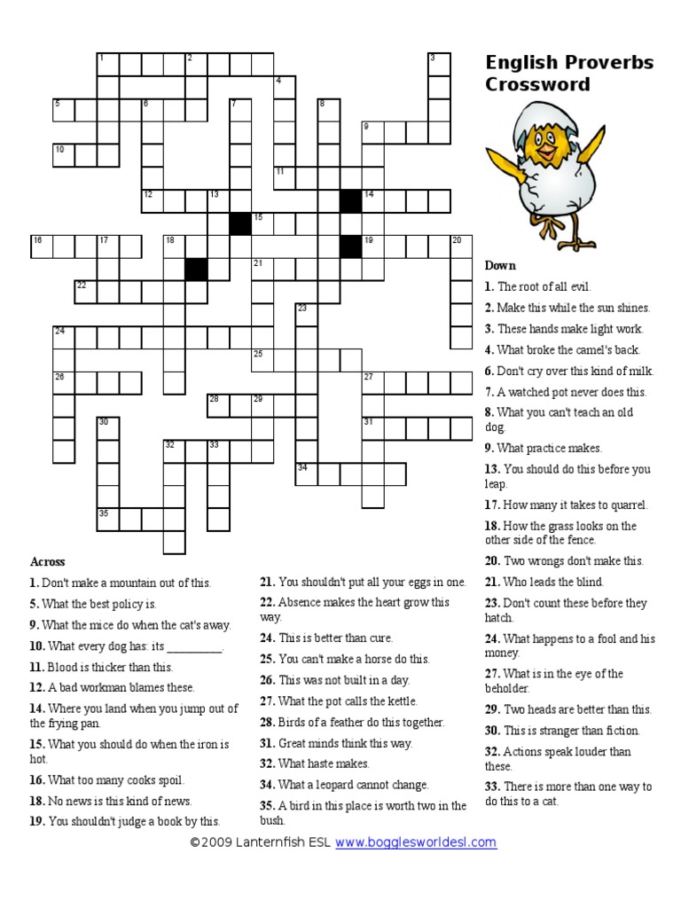 English Proverbs Crossword | PDF