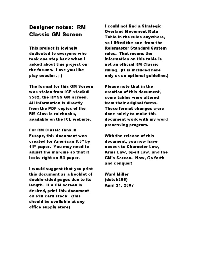 RM Classic GM Screen | PDF | Leisure