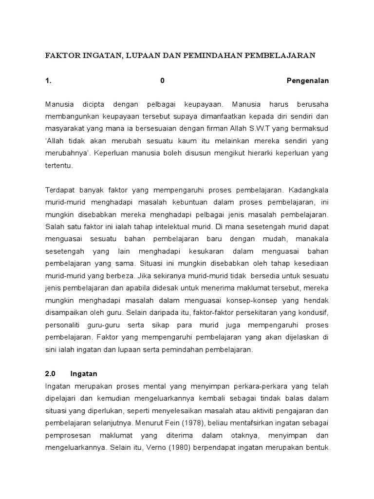 Faktor Ingatan | PDF