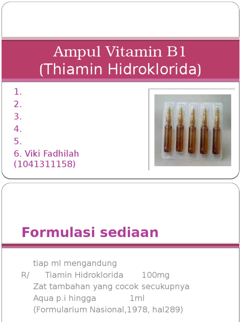 Ampul Vitamin B1 Edit | PDF